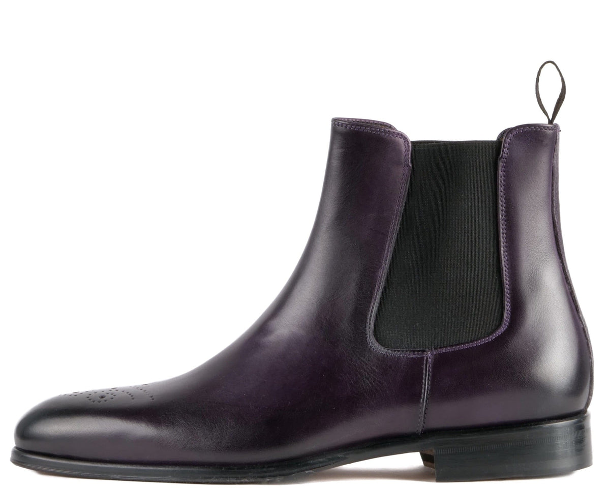 Chelsea Boot Brogue Aubergine & Thomas Bird & tblon.com